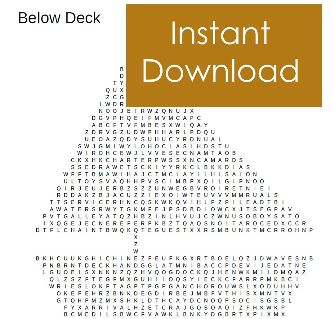 Below Deck Word Search Printable. Word Search. Printable - Etsy