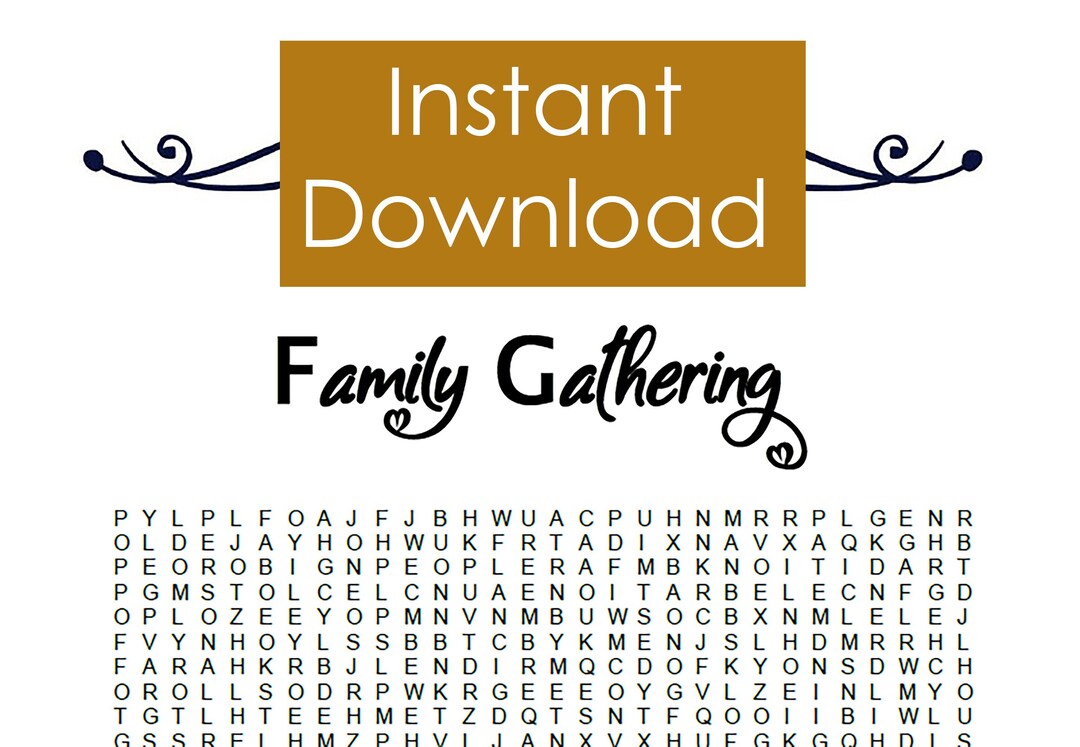 Family Gathering Word Search Printable. Word Search. Printable - Etsy