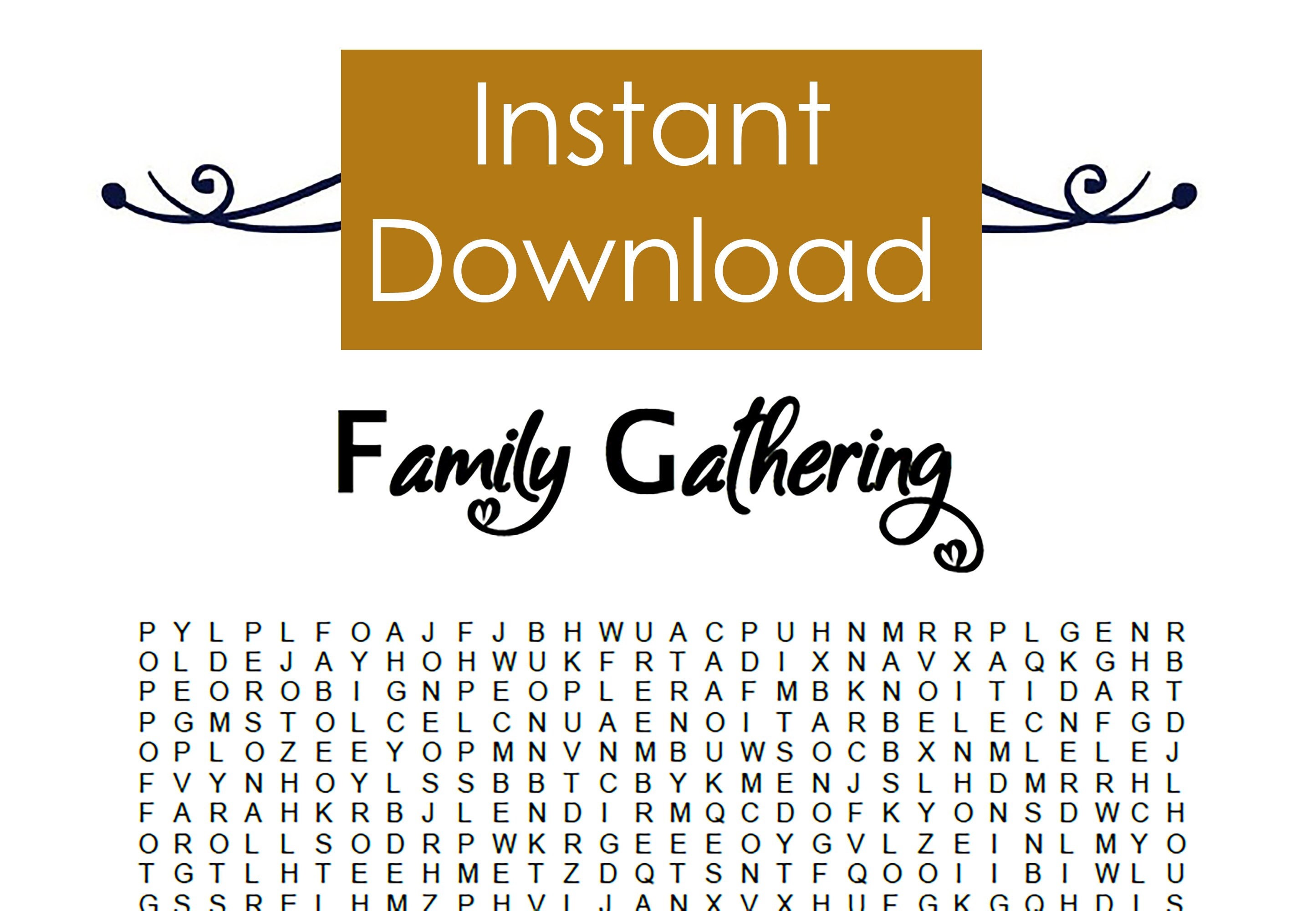 Family Gathering Word Search Printable. Word Search. Printable - Etsy