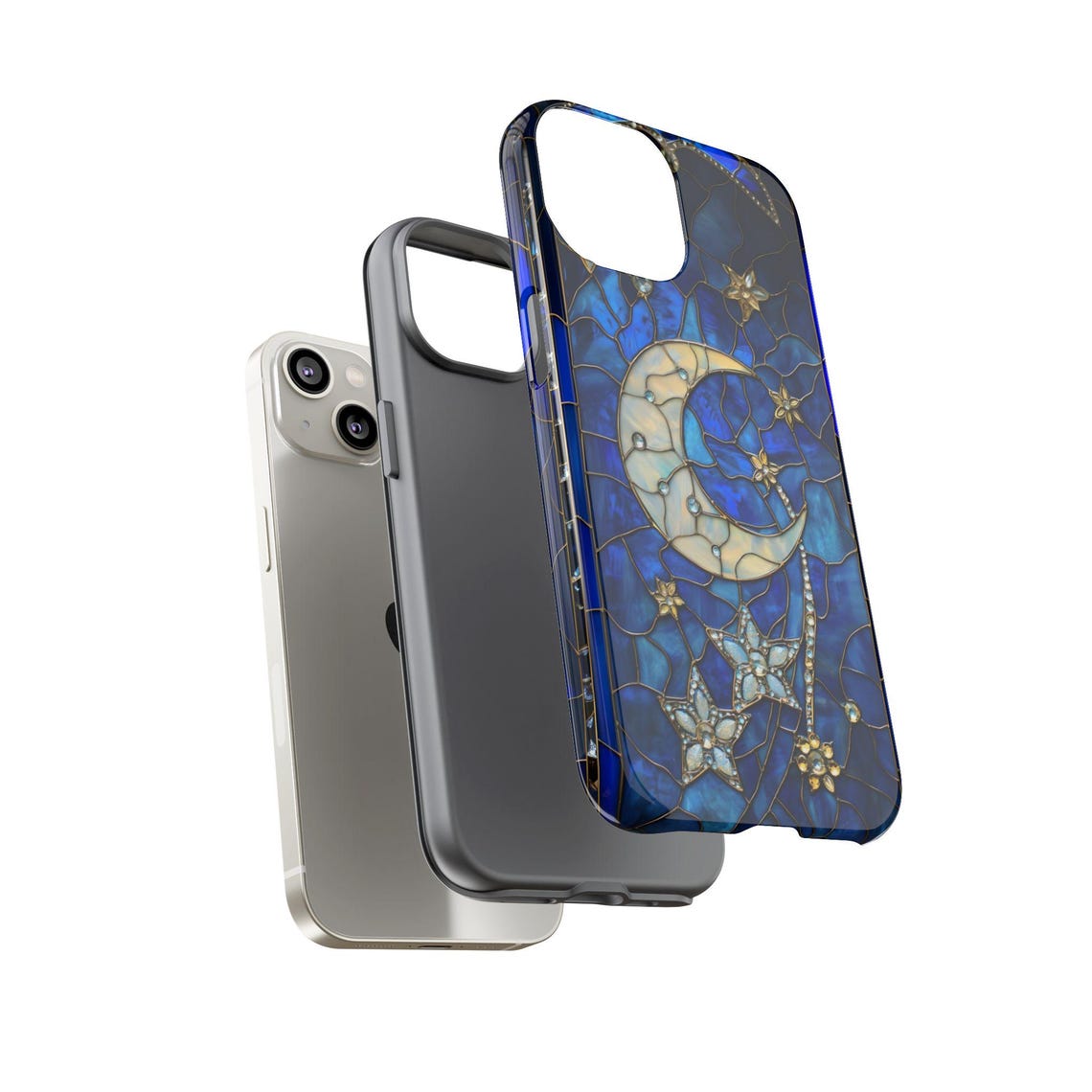 Stained Glass Crescent Moon and Stars Phone Case, Tough Case ...