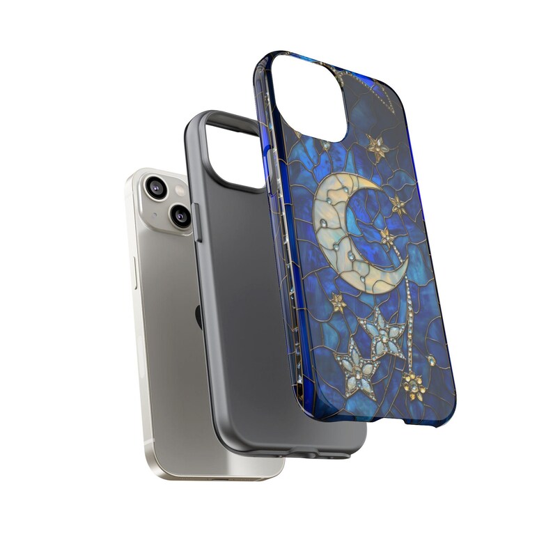 Stained Glass Crescent Moon and Stars Phone Case, Tough Case ...
