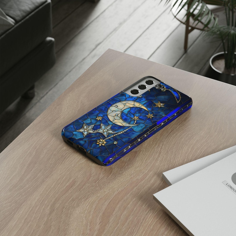 Stained Glass Crescent Moon and Stars Phone Case, Tough Case ...