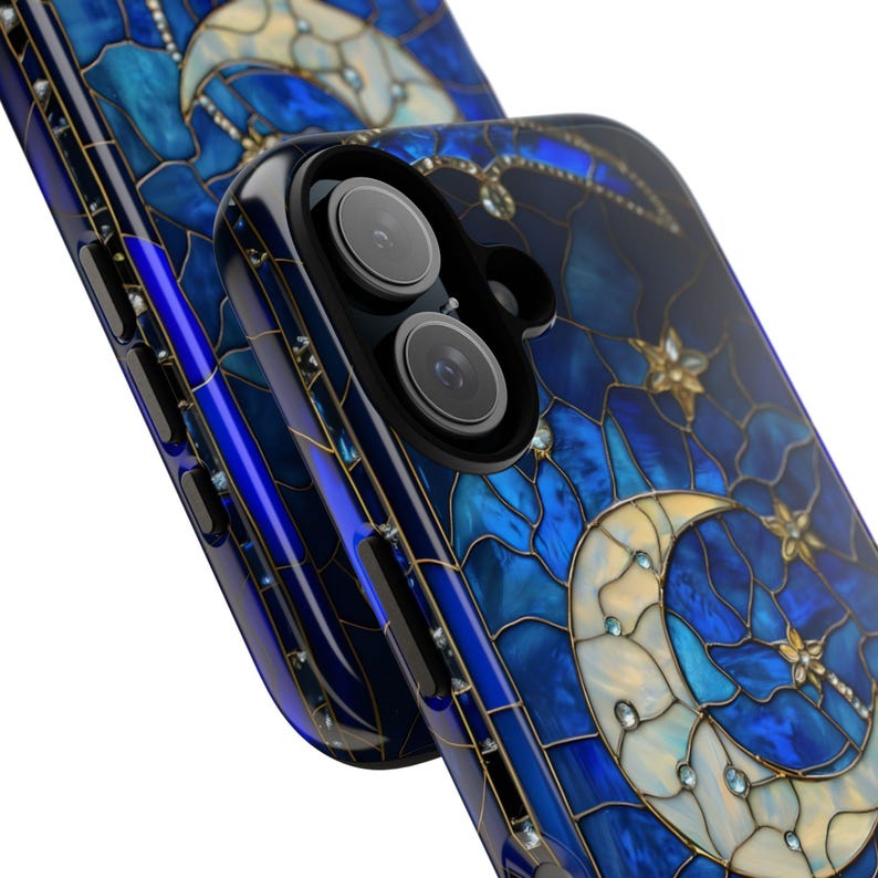 Stained Glass Crescent Moon and Stars Phone Case, Tough Case ...