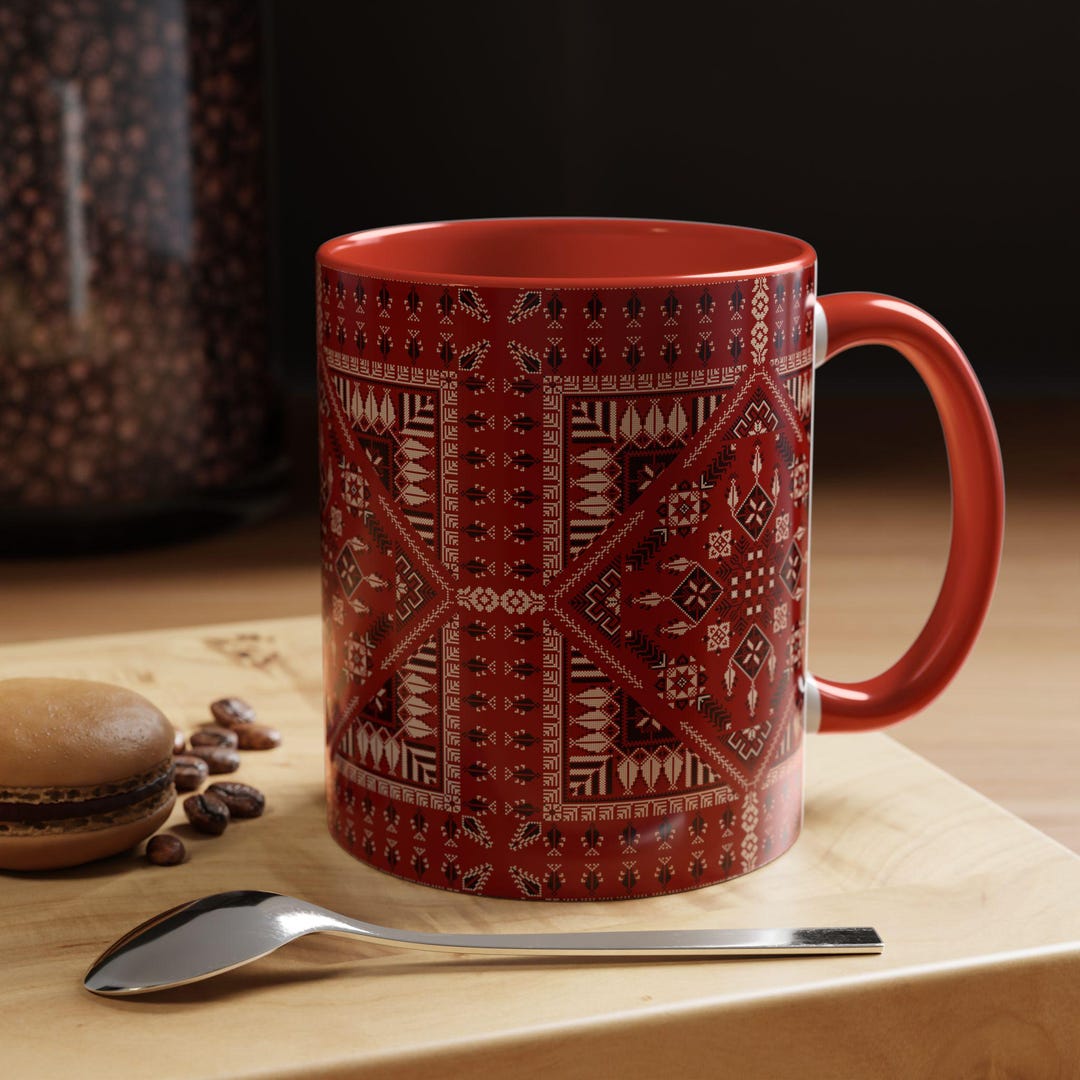 Palestinian Tatreez Design, Red Tea/coffee Mug, Gift for Him or Her ...