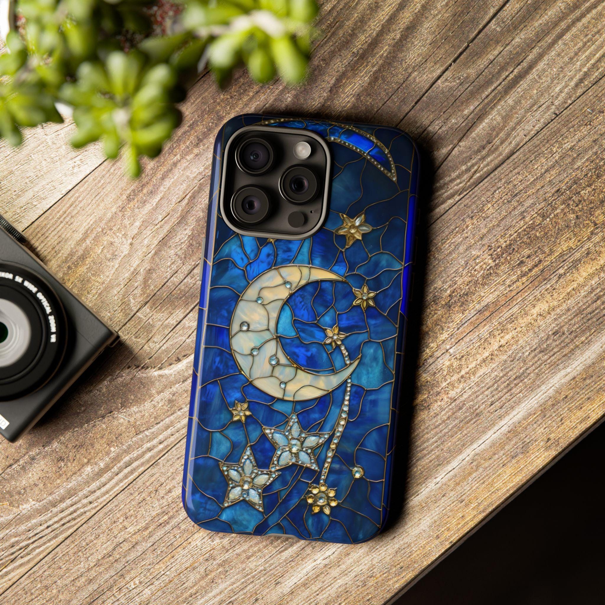 Stained Glass Crescent Moon and Stars Phone Case, Tough Case ...