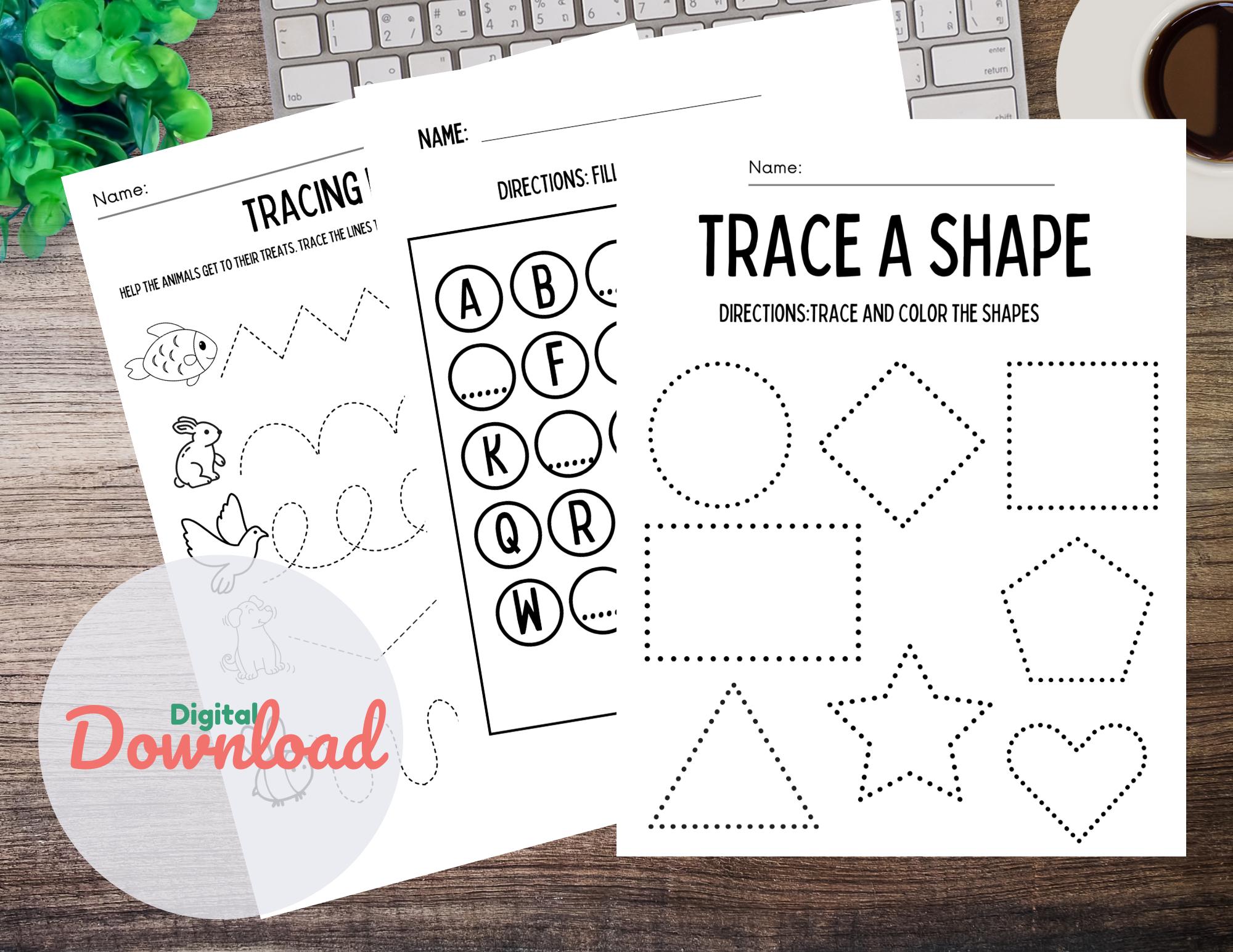 Preschool Worksheets Printable Bundle | Early Learning Activities ...