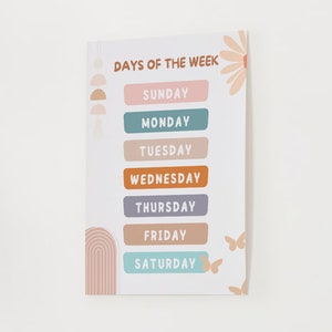 Digital Download Boho Days of the Week| Boho Playroom Poster|homeschool ...