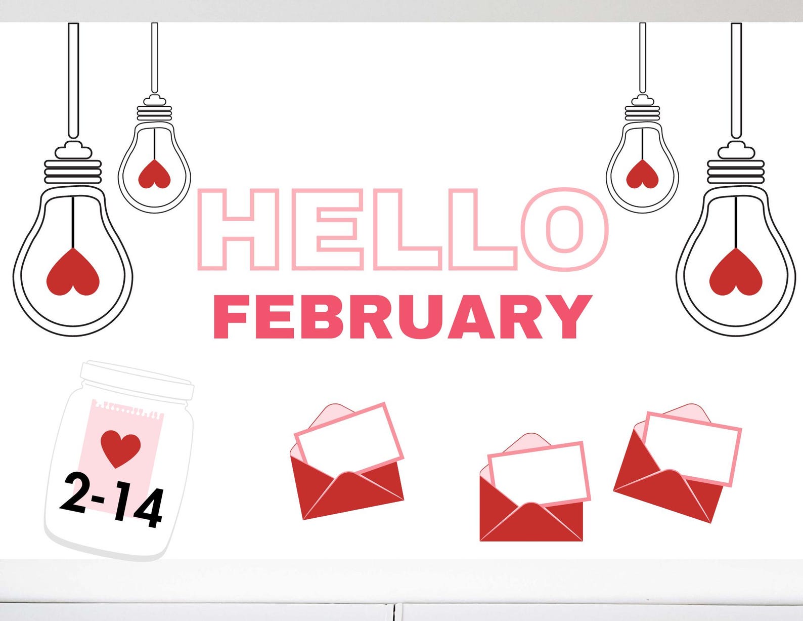Hello February Valentine Bulletin Board | February Classroom Decor ...