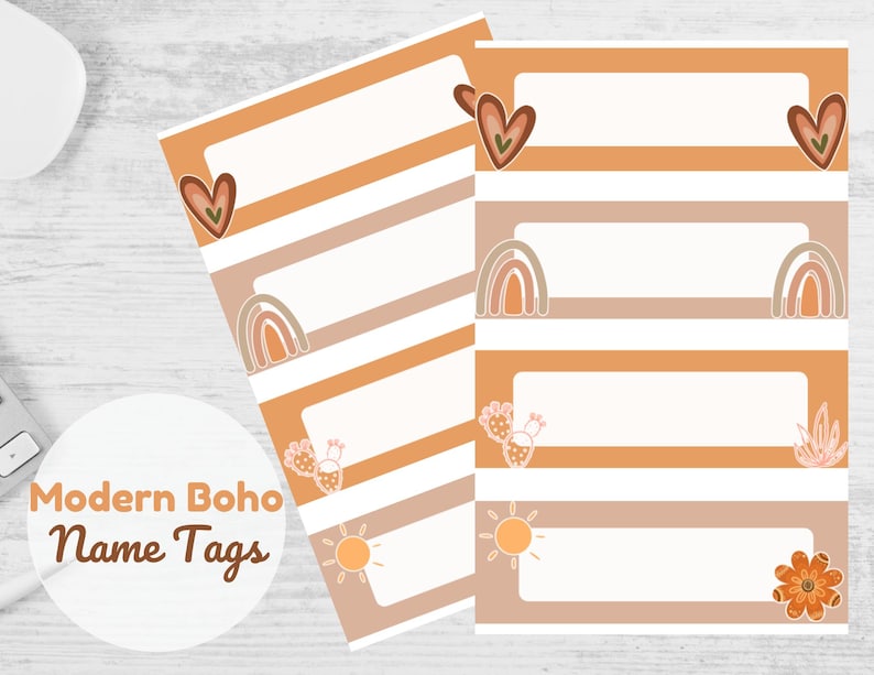 Digital Download|modern Boho Name Tags|classroom Name Tags - Etsy