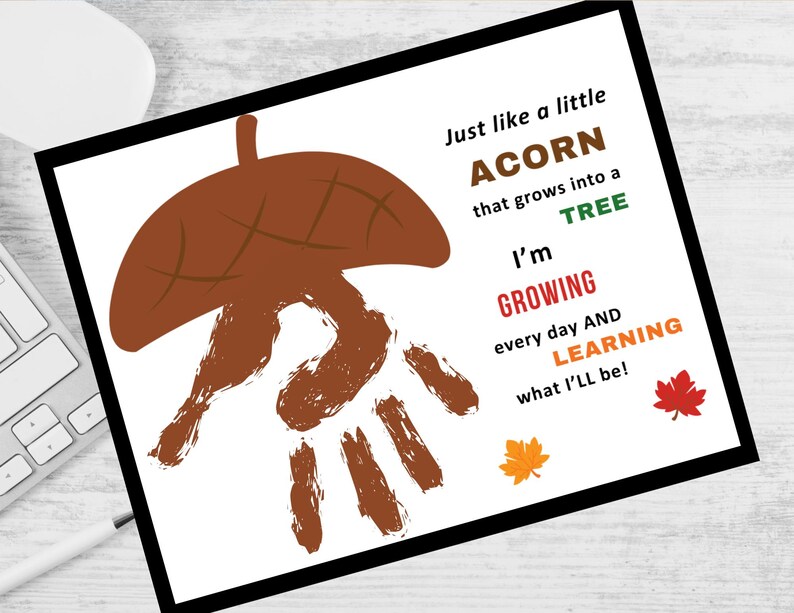 Digital Download Acorn Handprint Hat|fall Poem|kids Handprint|fall ...