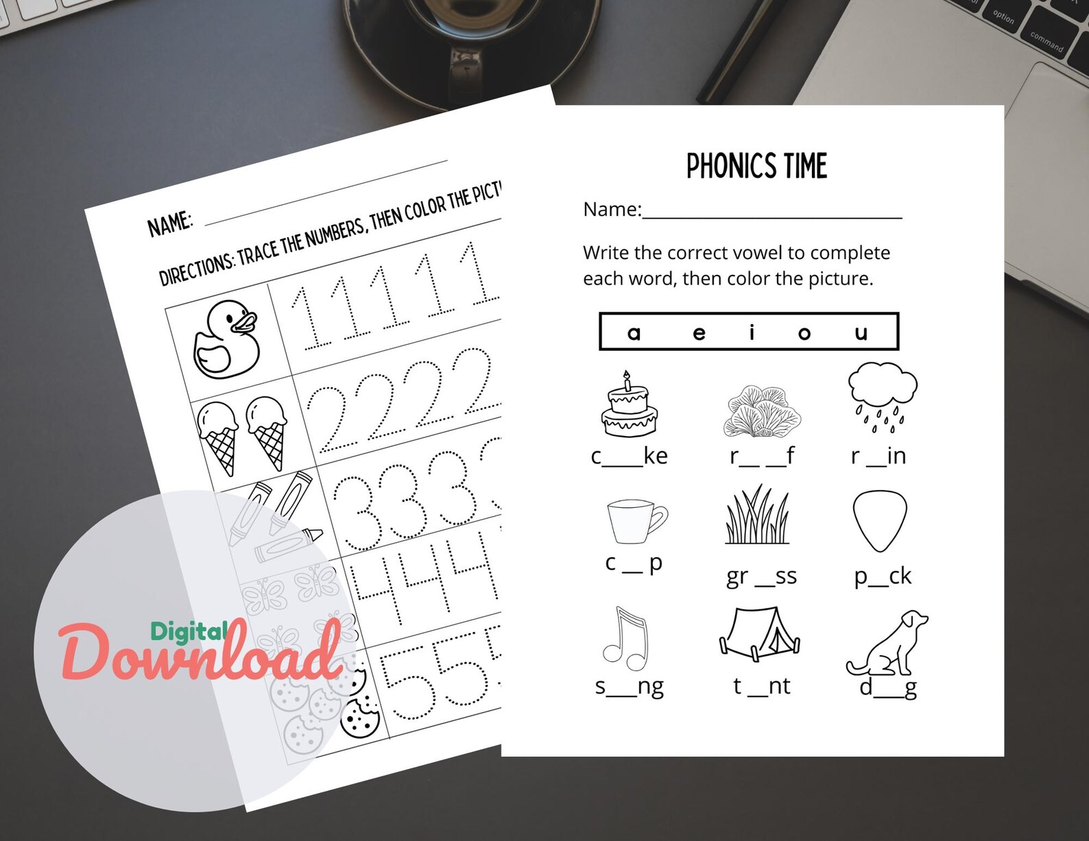 Preschool Worksheets Printable Bundle | Early Learning Activities ...