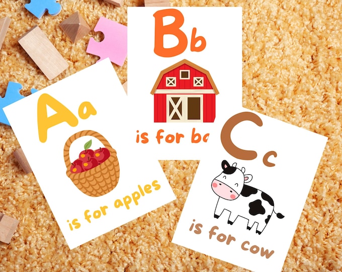 Printable Farm Theme Alphabet Posters ABC Letters Classroom Decor ...