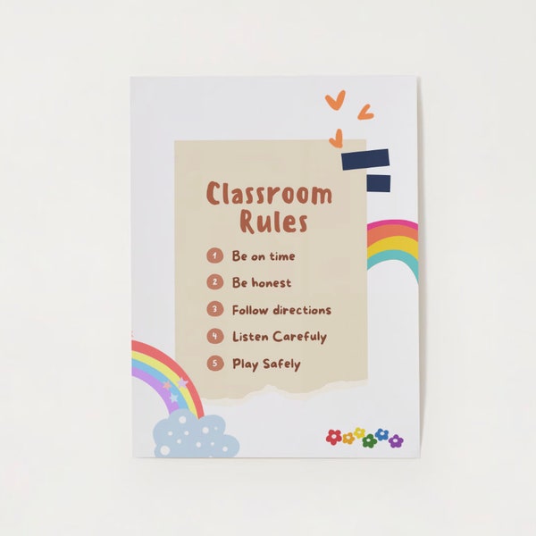 Class Rules Boho Rainbow - Etsy