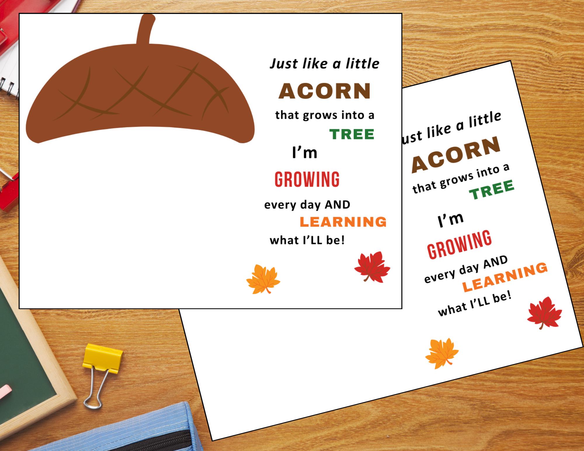 Digital Download Acorn Handprint Hat|fall Poem|kids Handprint|fall ...