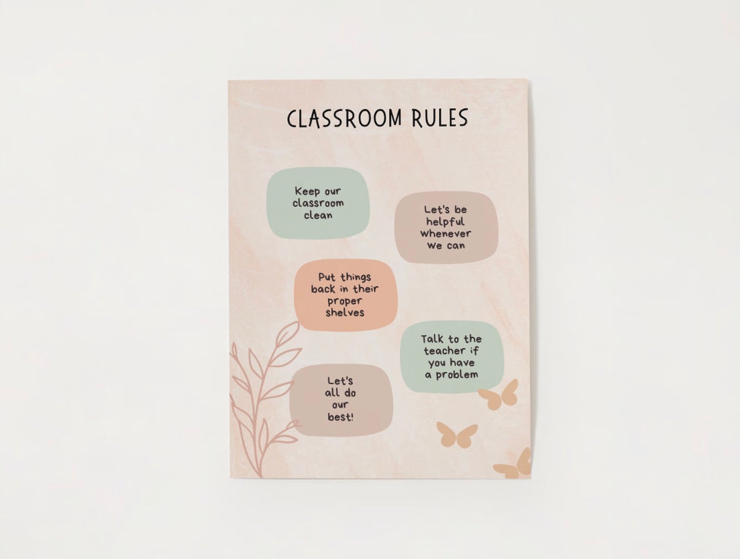Digital Download Modern Boho Class Rules Posters|daily Affirmation ...