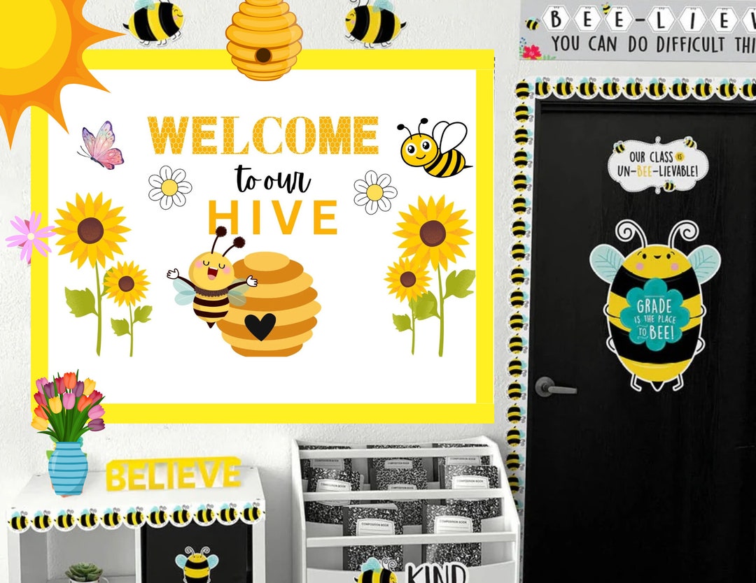 Digital Download|welcome to Our Hive|be Kind|spring Bulletin Board - Etsy