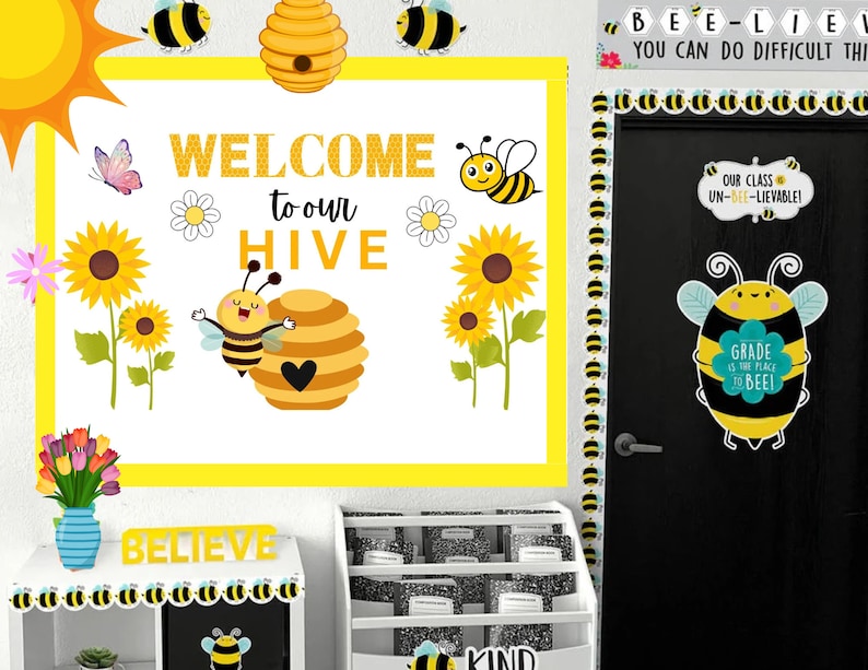 Digital Download|welcome to Our Hive|be Kind|spring Bulletin Board - Etsy