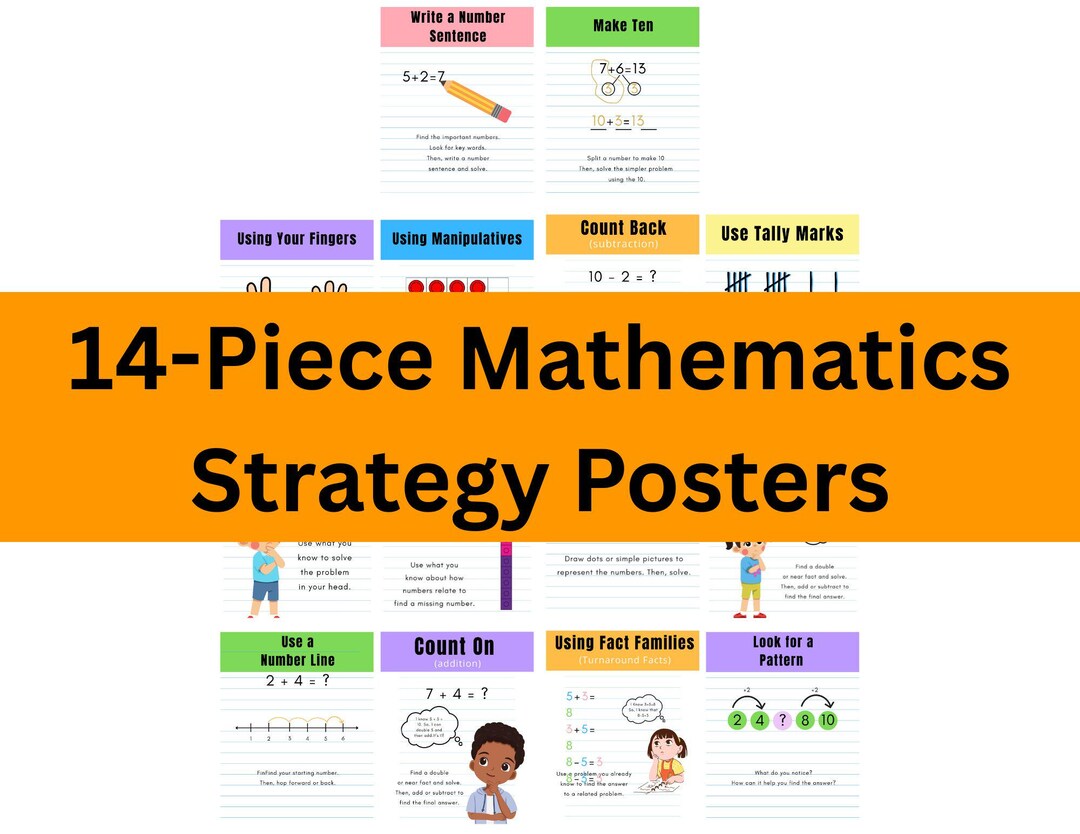 Math Strategies Posters | 14 Classroom Posters Set | Problem Solving ...