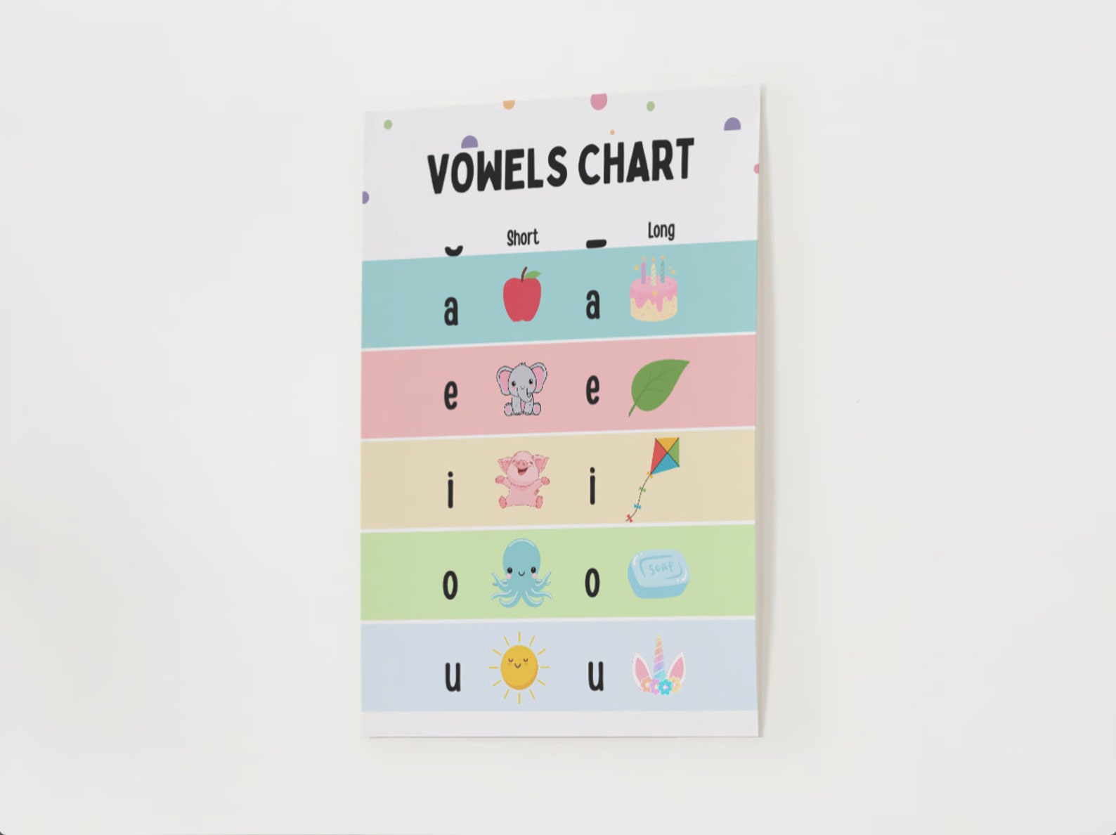 Digital Download Pastel Vowels Chart Classroom Poster Short and Long ...