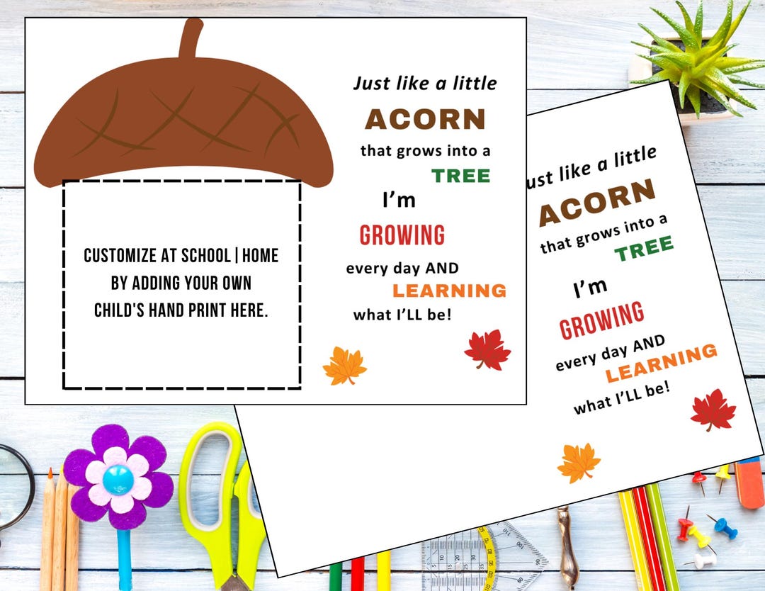 Digital Download Acorn Handprint Hat|fall Poem|kids Handprint|fall ...