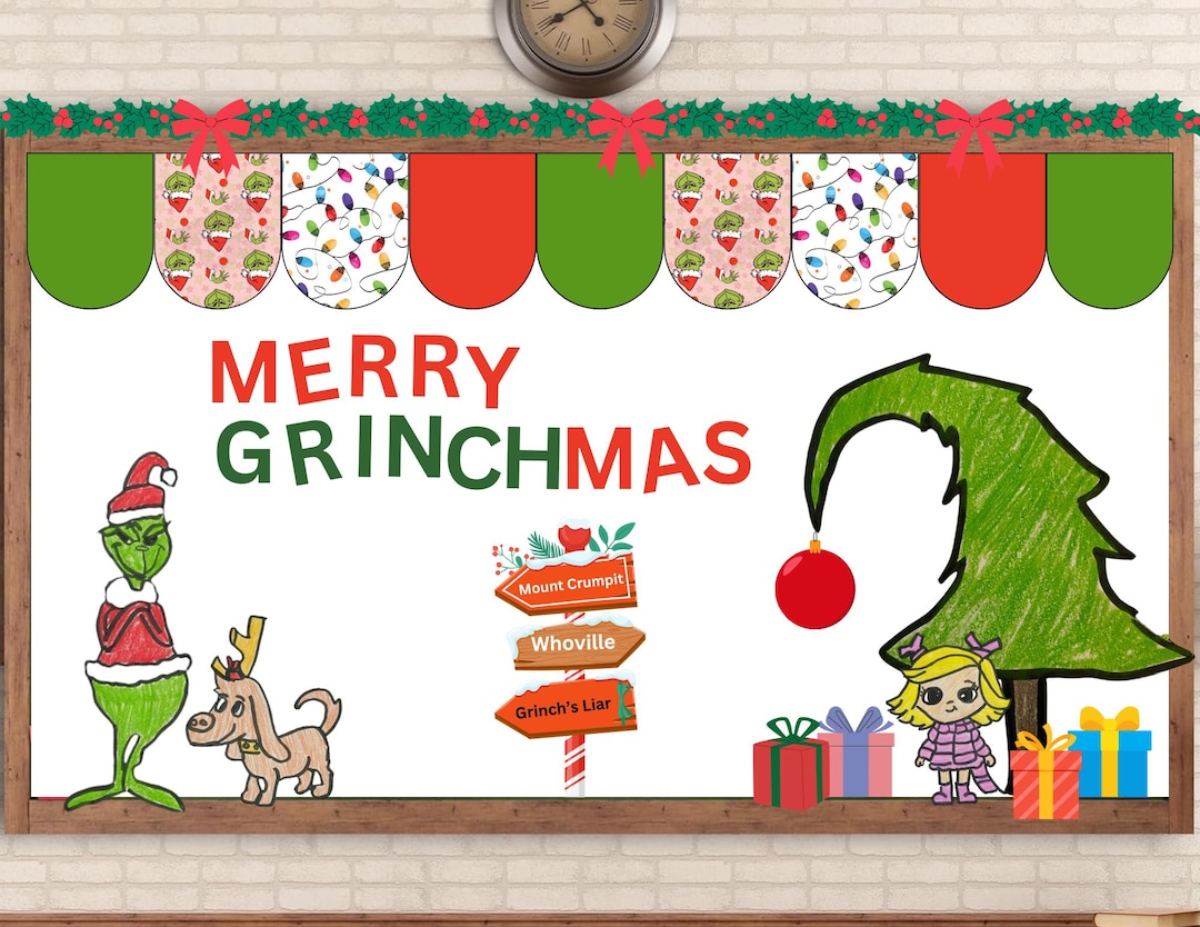 Merry Grinchmas Bulletin Board|grinch Bulletin Board Kit | Christmas ...