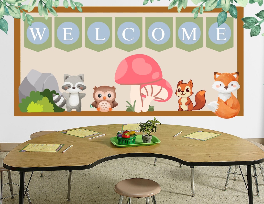 Woodland Animals Library Bulletin Board Kitforest Welcome Back to ...