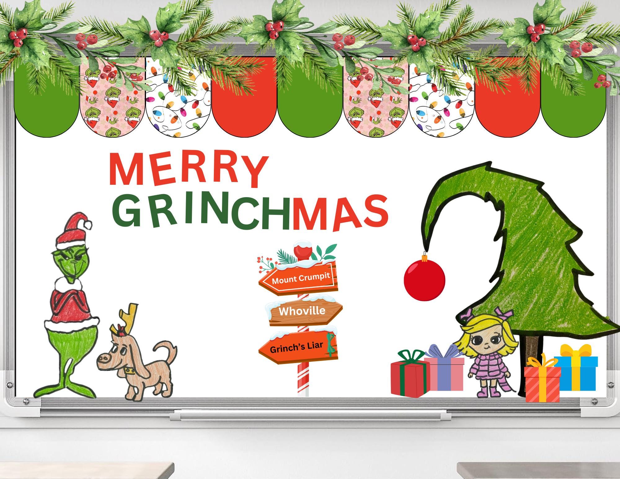 Merry Grinchmas Bulletin Board|grinch Bulletin Board Kit | Christmas ...