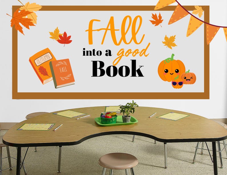 Fall Into a Good Book Bulletin Board | Autumn Reading Classroom Decor ...