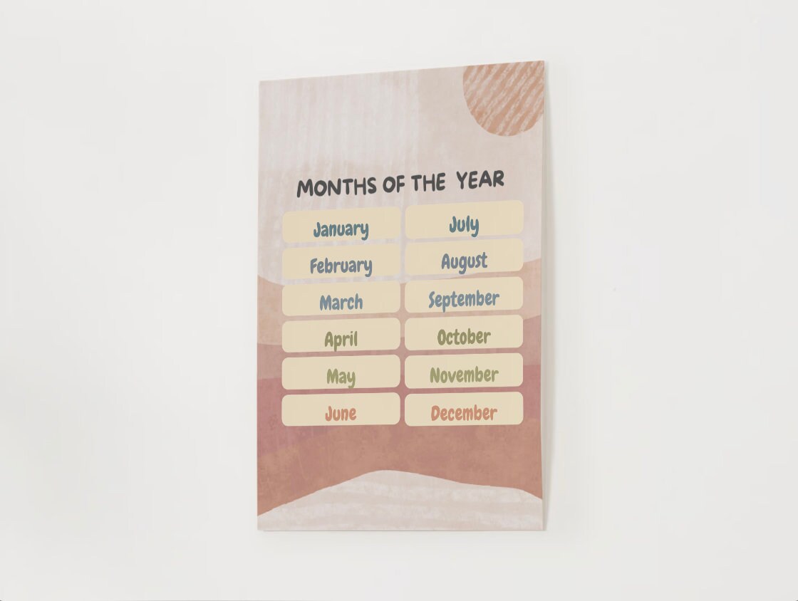 Months of the Year Boho Poster | Neutral Classroom Calendar Decor ...