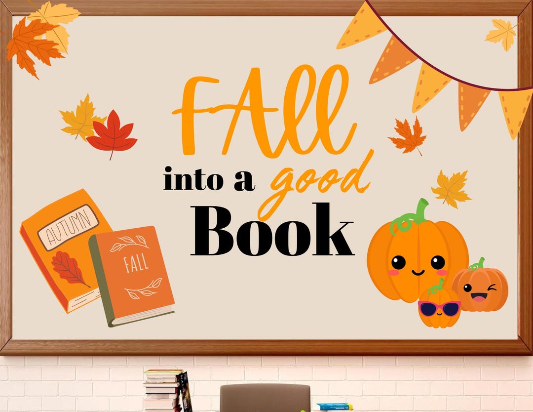 Fall Into a Good Book Bulletin Board | Autumn Reading Classroom Decor ...