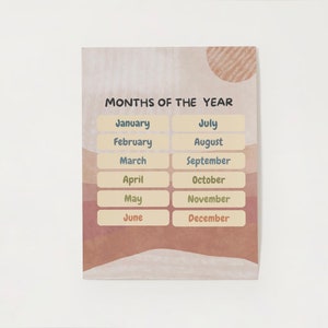 Months of the Year Boho Poster | Neutral Classroom Calendar Decor ...