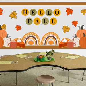 Hello Fall Boho Rainbow Bulletin Board | Autumn Classroom Decor ...