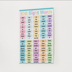 Digital Download 100 Sight Words Poster Calm and Cool - Etsy
