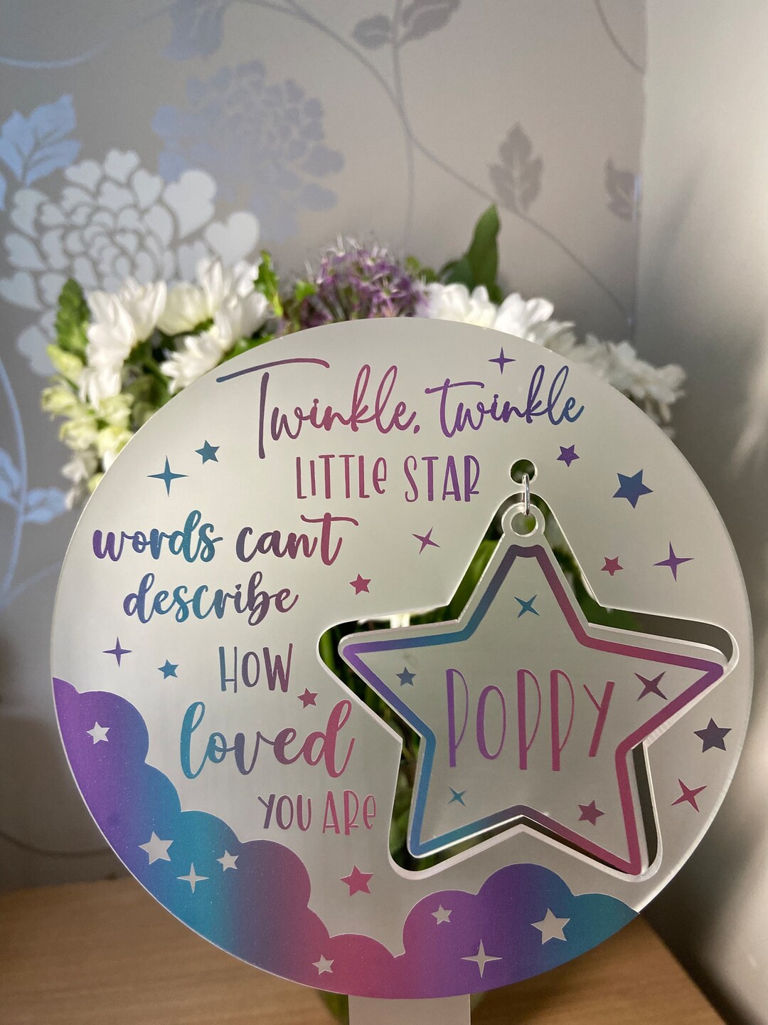Memorial Grave Marker Twinkle Twinkle Little Star Pastel Rainbow - Etsy