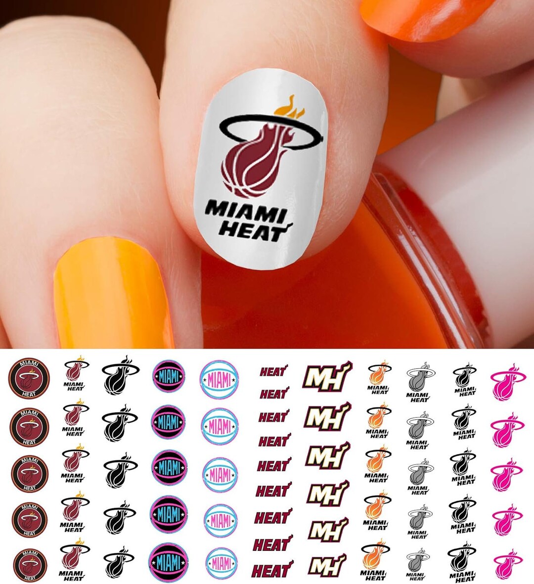 Miami Heat Basketball Team Nail Art Decals - Waterslide Decals - Etsy