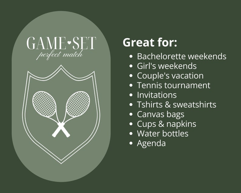 Tennis Bachelorette Logo | Perfect Match Theme - Etsy