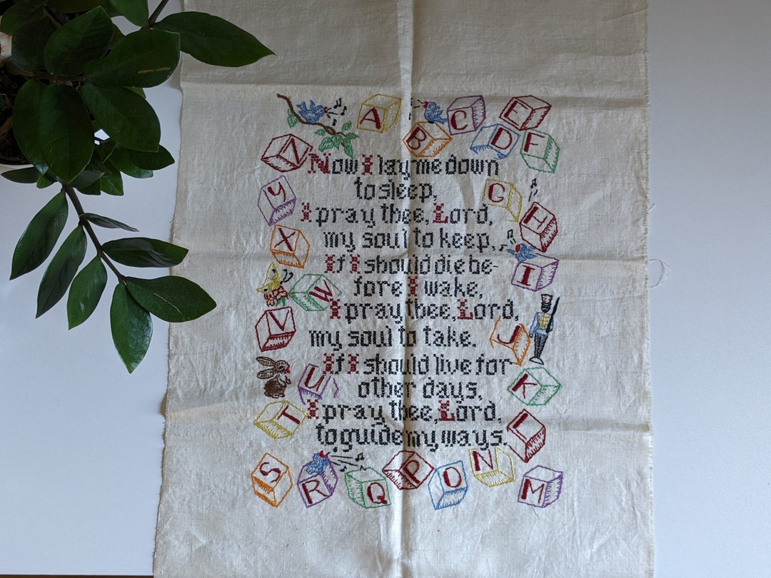 Vintage Hand Embroidered Poem Days of the Week Nursery Rhyme Wall Art ...