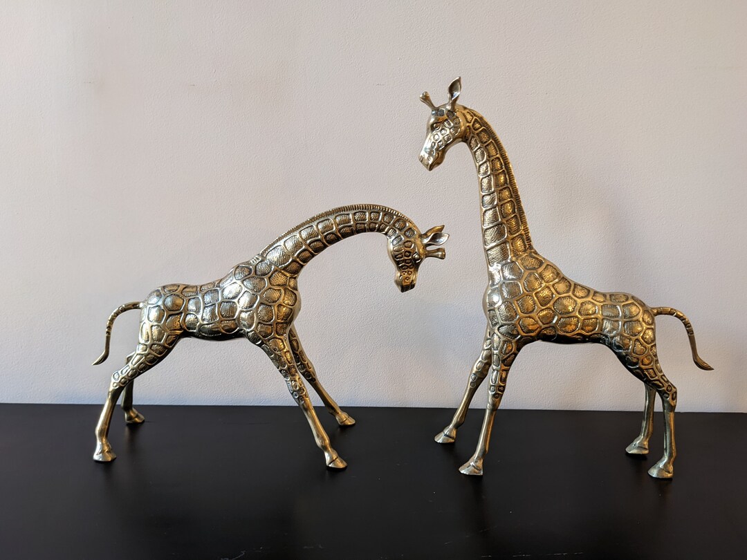 Mid-century Large Brass Giraffes Pair, Hollywood Regency Sculpture, 20'' and 14'' - Etsy