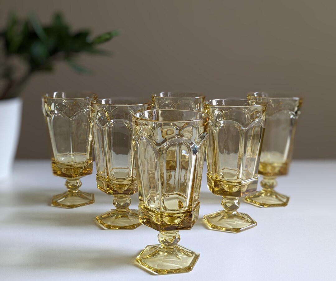 Fostoria Virginia Yellow Iced Tea Vintage Set of 6 | 7” Elegant Old ...