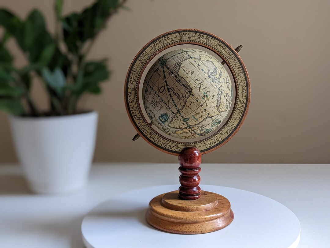 Vintage 10 Table Top Globe Wooden Globe Map Decor Desk Globe - Etsy