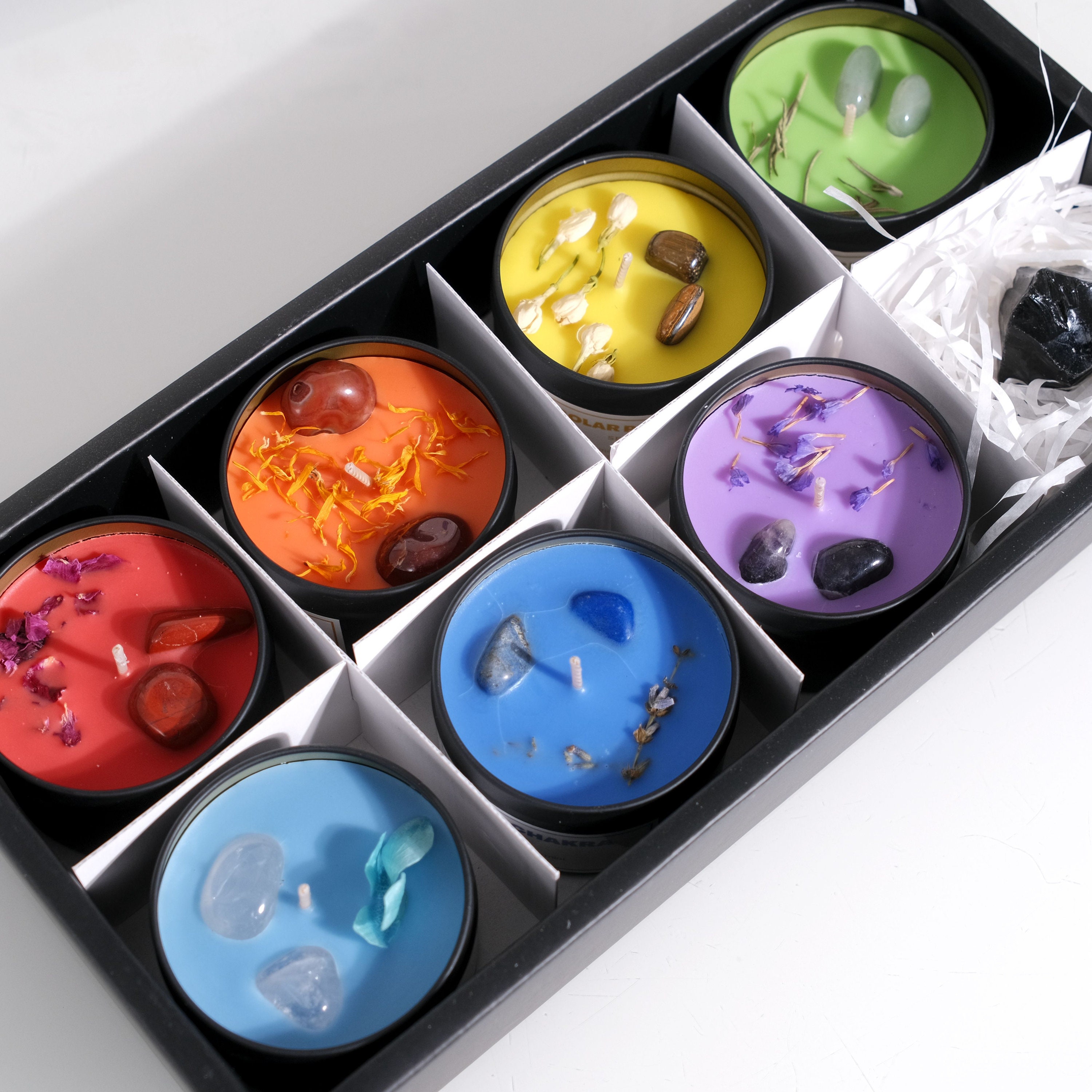7 Chakra Crystal Candle Set - Etsy