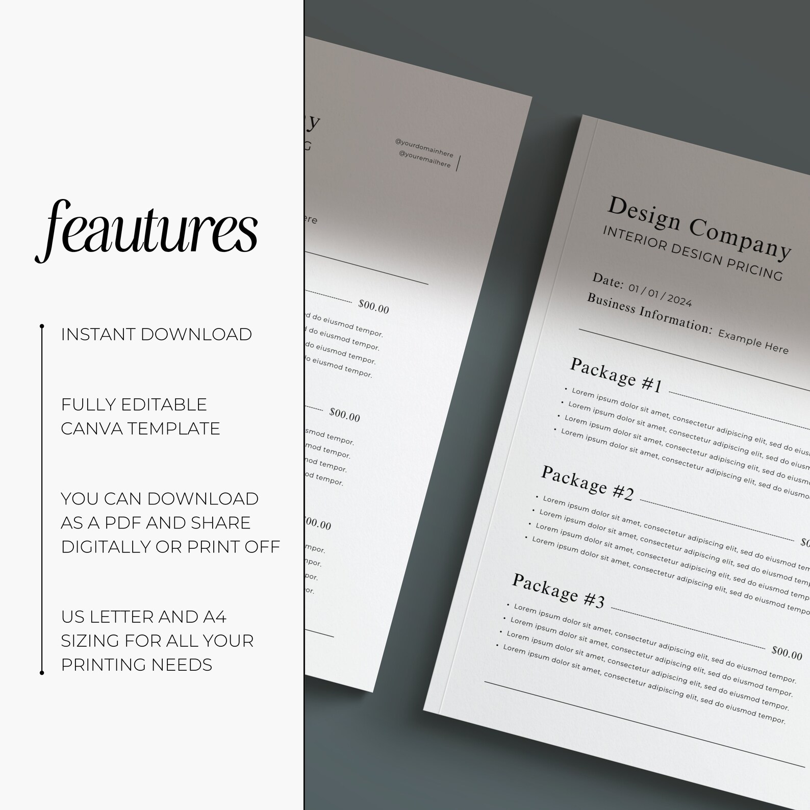 Interior Design Pricing Guide, Business Pricing Template, Interior ...