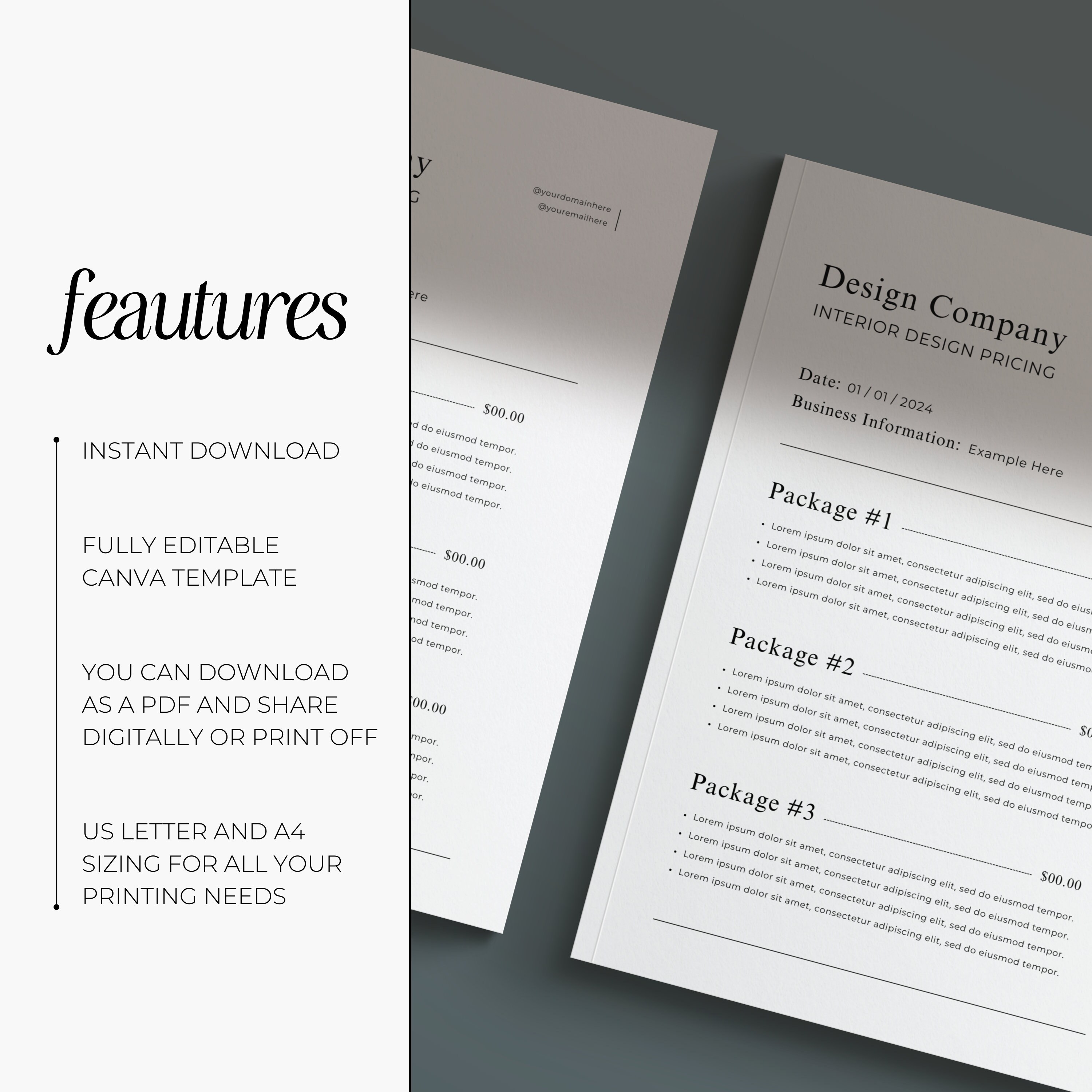 Interior Design Pricing Guide, Business Pricing Template, Interior ...