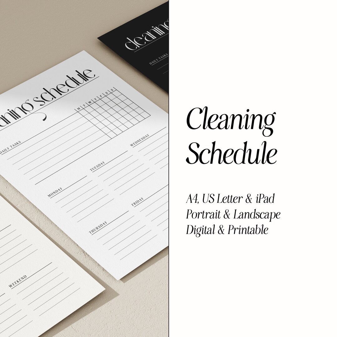 Digital Cleaning Schedule, Printable Cleaning Planner Template ...