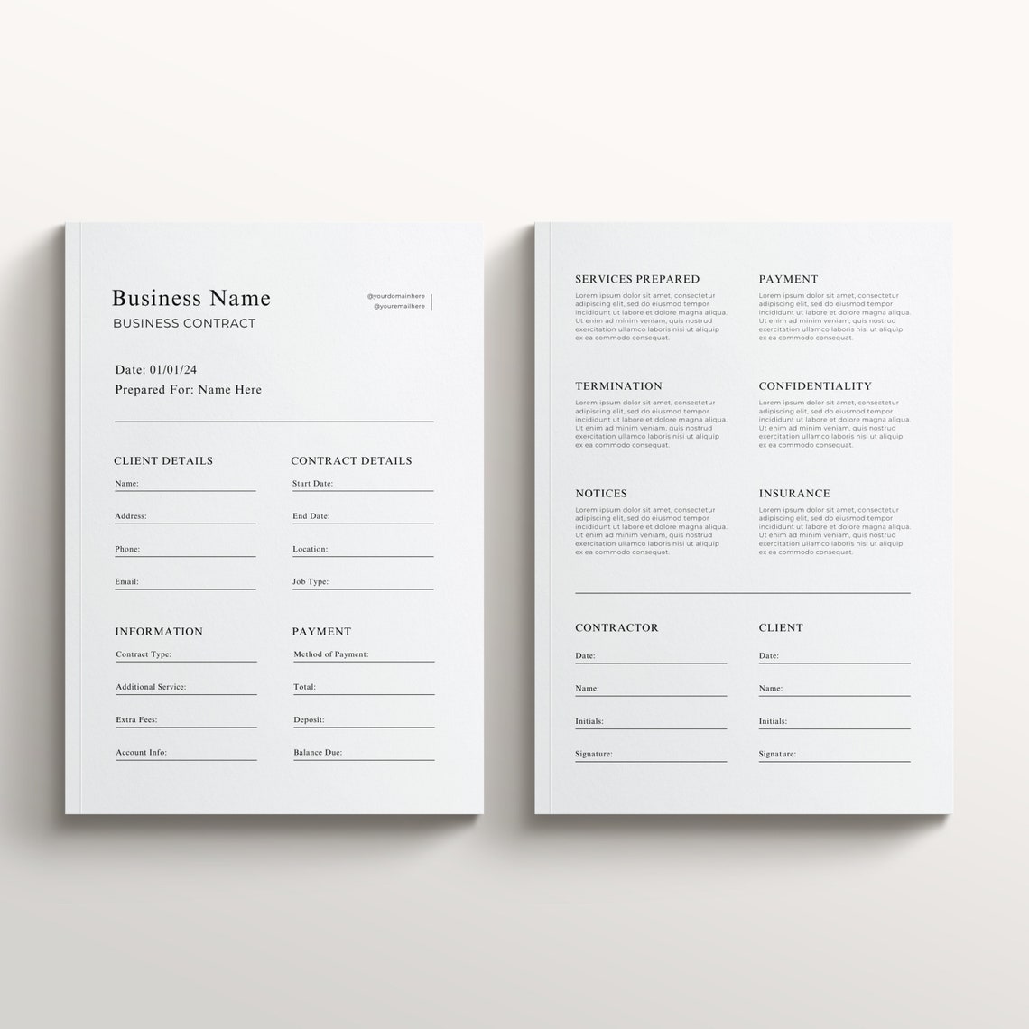 Business Contract Form, Service Contract Template, Business Agreement ...