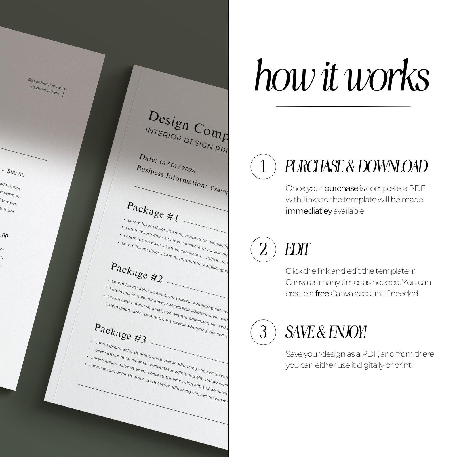 Interior Design Pricing Guide, Business Pricing Template, Interior ...