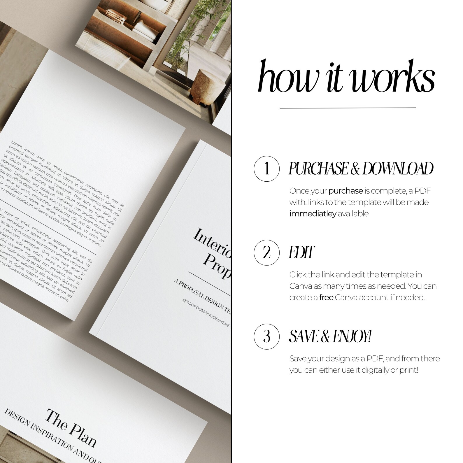 Interior Design Proposal Template, Interior Design Moodboard, Canva ...