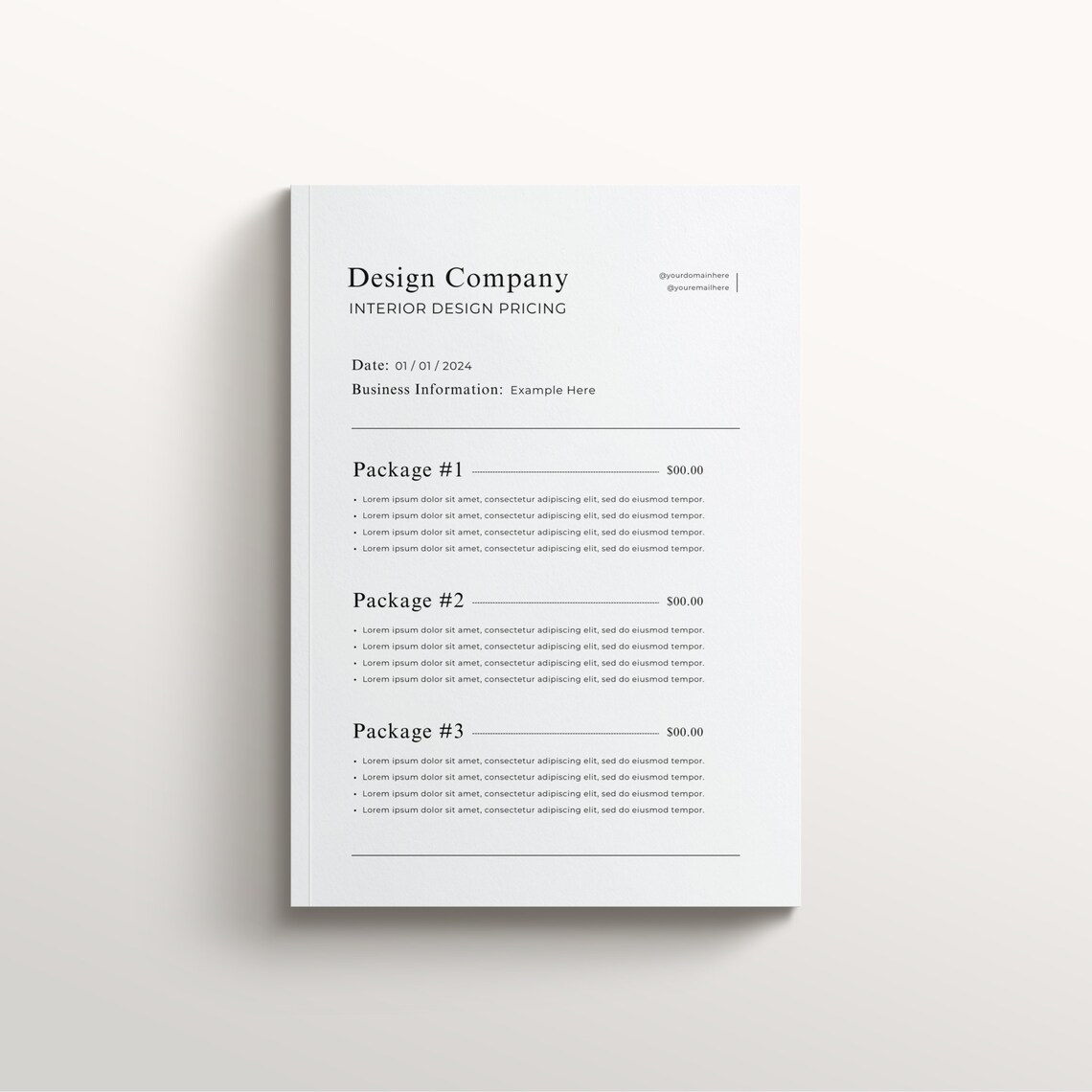 Interior Design Pricing Guide, Business Pricing Template, Interior ...