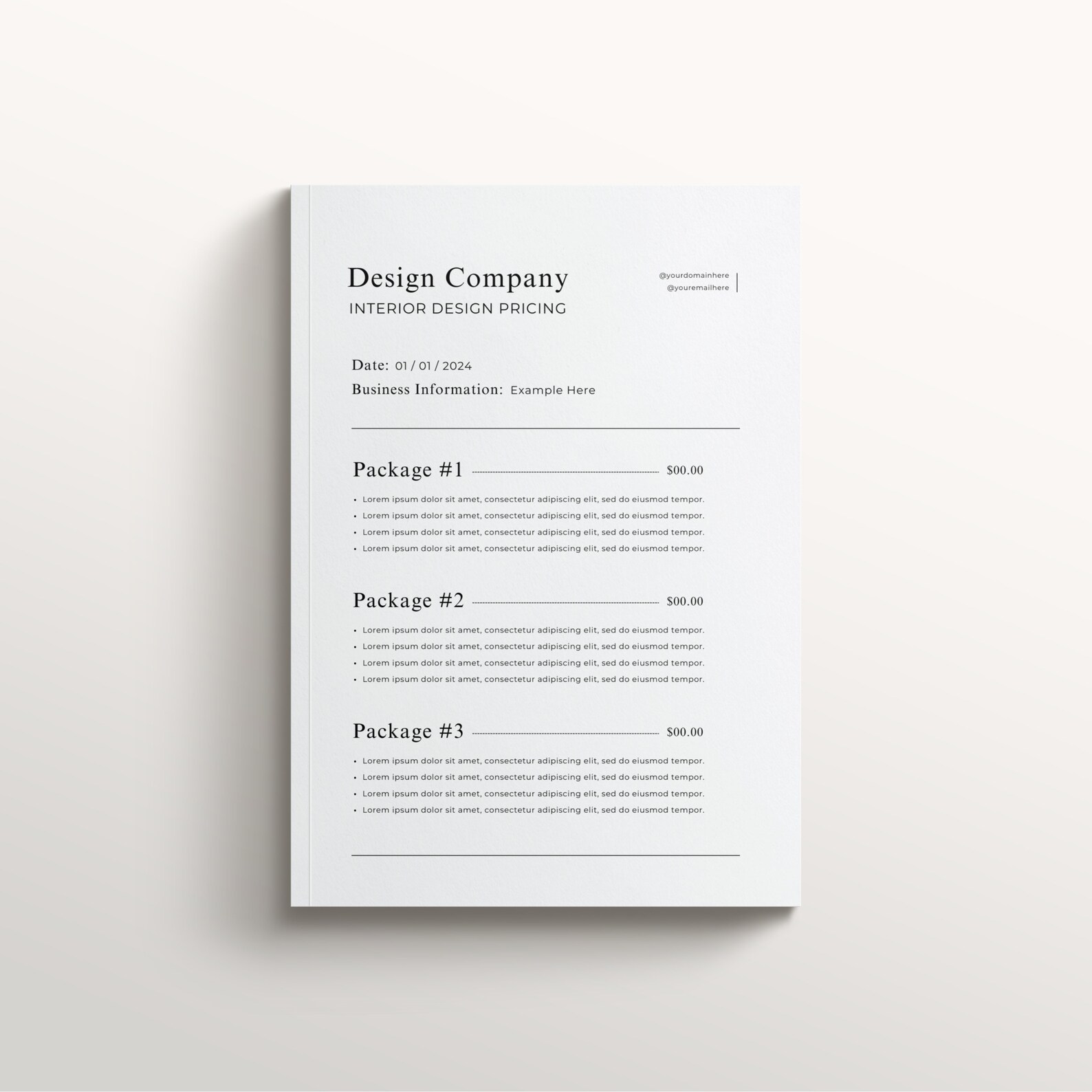 Interior Design Pricing Guide, Business Pricing Template, Interior ...