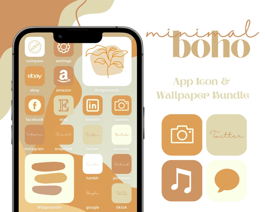 App Icon Theme Pack Boho App Icon Design Boho Wallpaper - Etsy